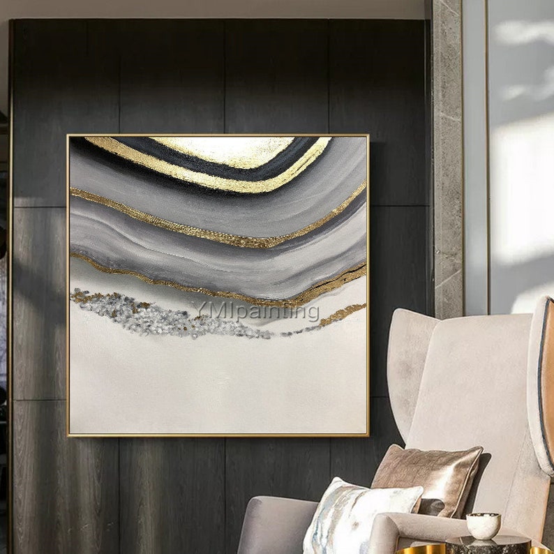 Modern Abstract Framed Wall Art Acrylic Painting on Canvas | Etsy