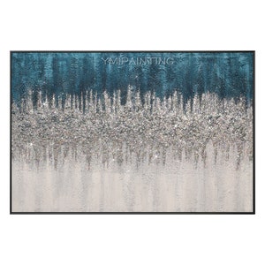 Original Abstract Blue Silver White Glitter Frame Wall Art | Etsy