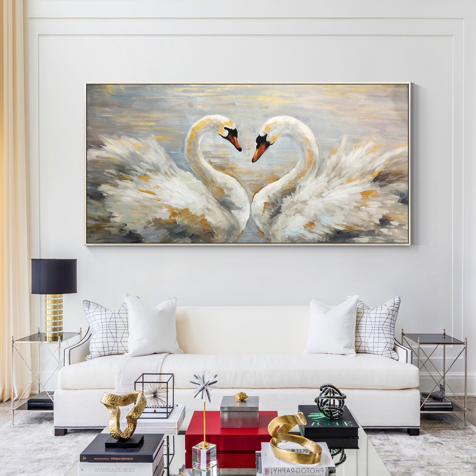 Swan Painting,swan Art,swan Wall Art,swan Decor,bird Painting,abstract ...