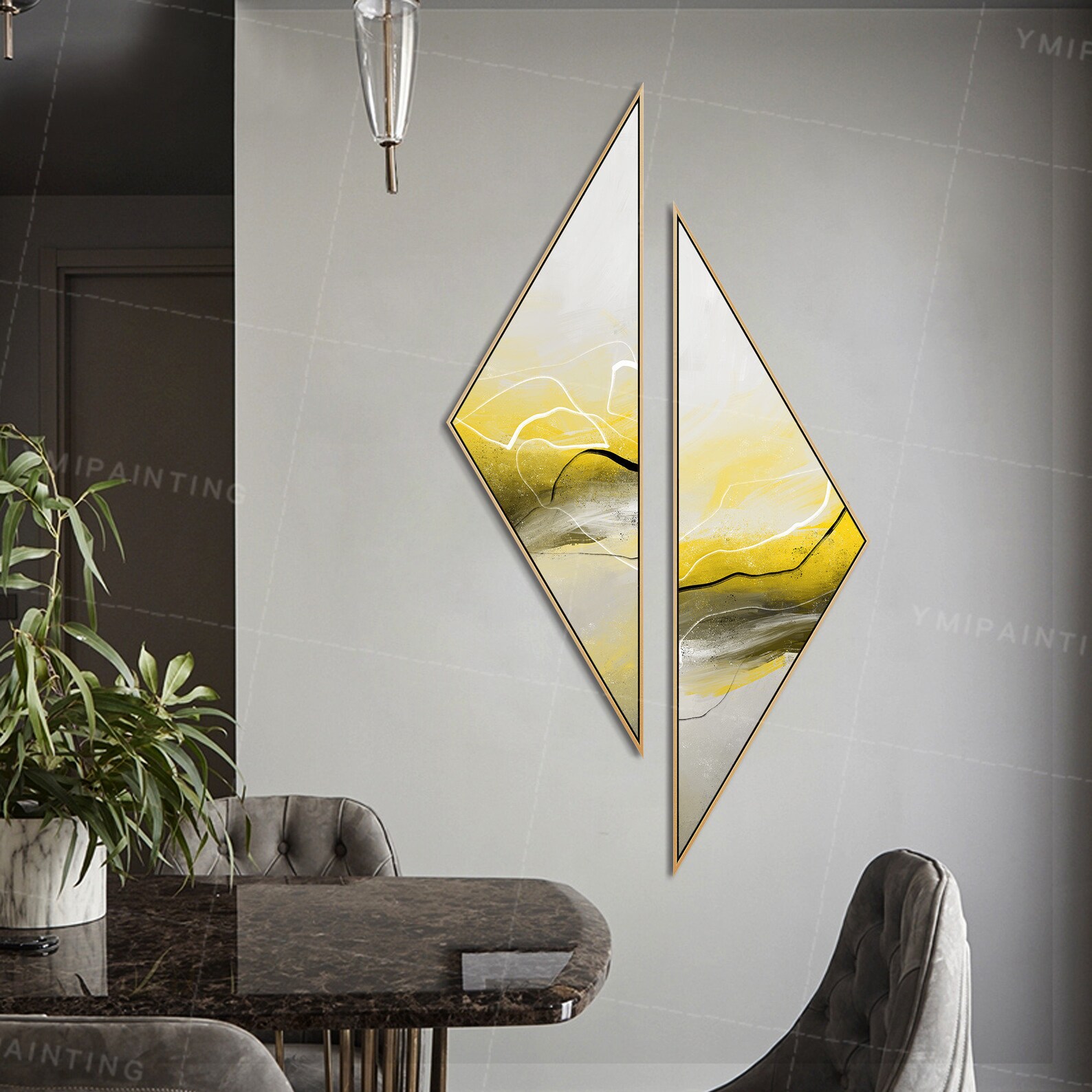 Framed Wall Art Set of 2 Wall Art Abstract Paintings on Canvas | Etsy