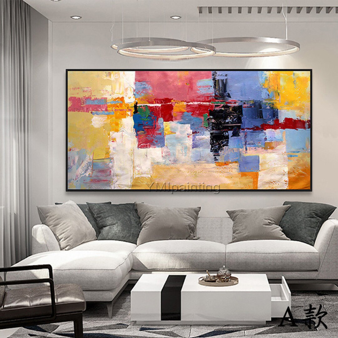 Large Abstract Painting: Colorful Acrylic Canvas Wall Art - Etsy