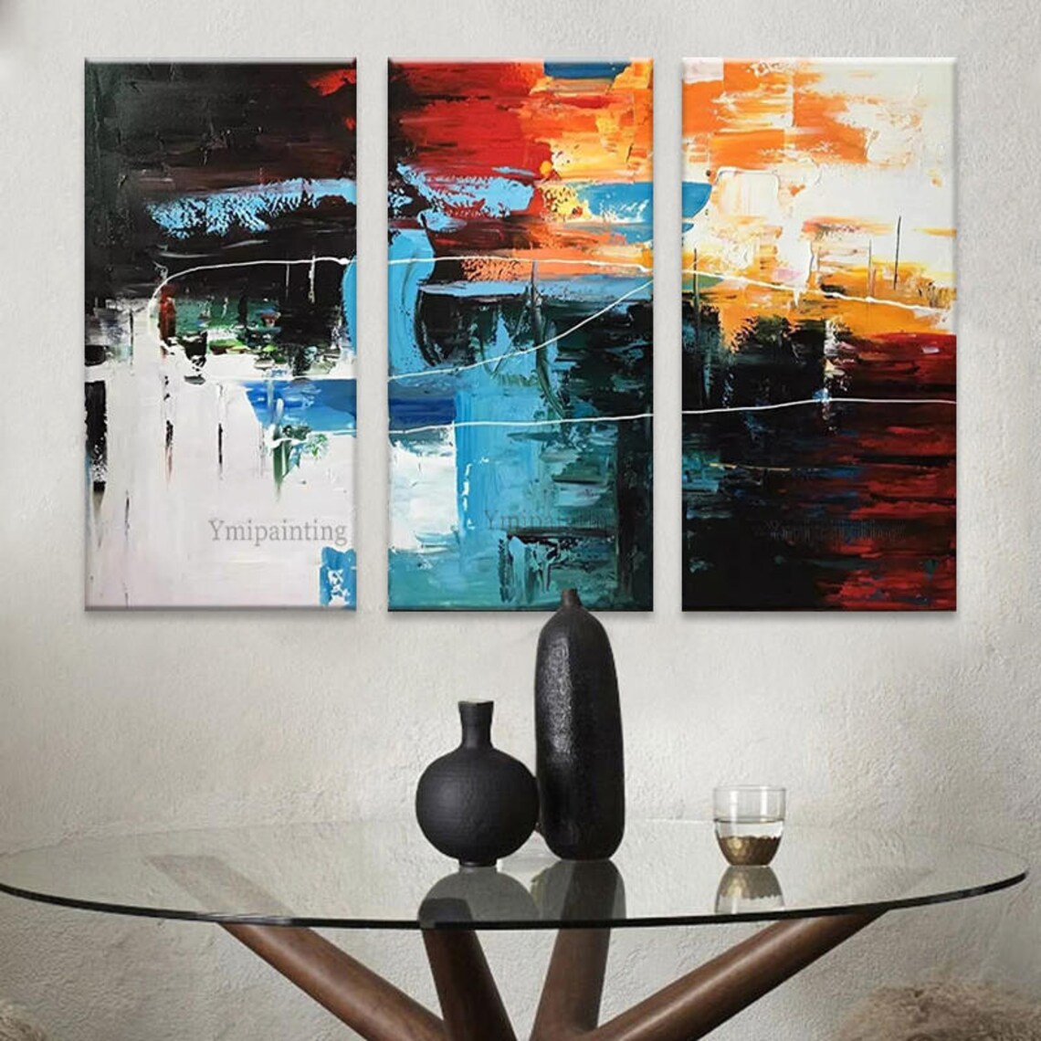 3 pieces Wall Art Abstract painting acrylic paintings on | Etsy