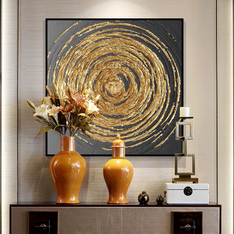 Gold Kunst Acryl Abstrakte Malerei auf Leinwand original | Etsy