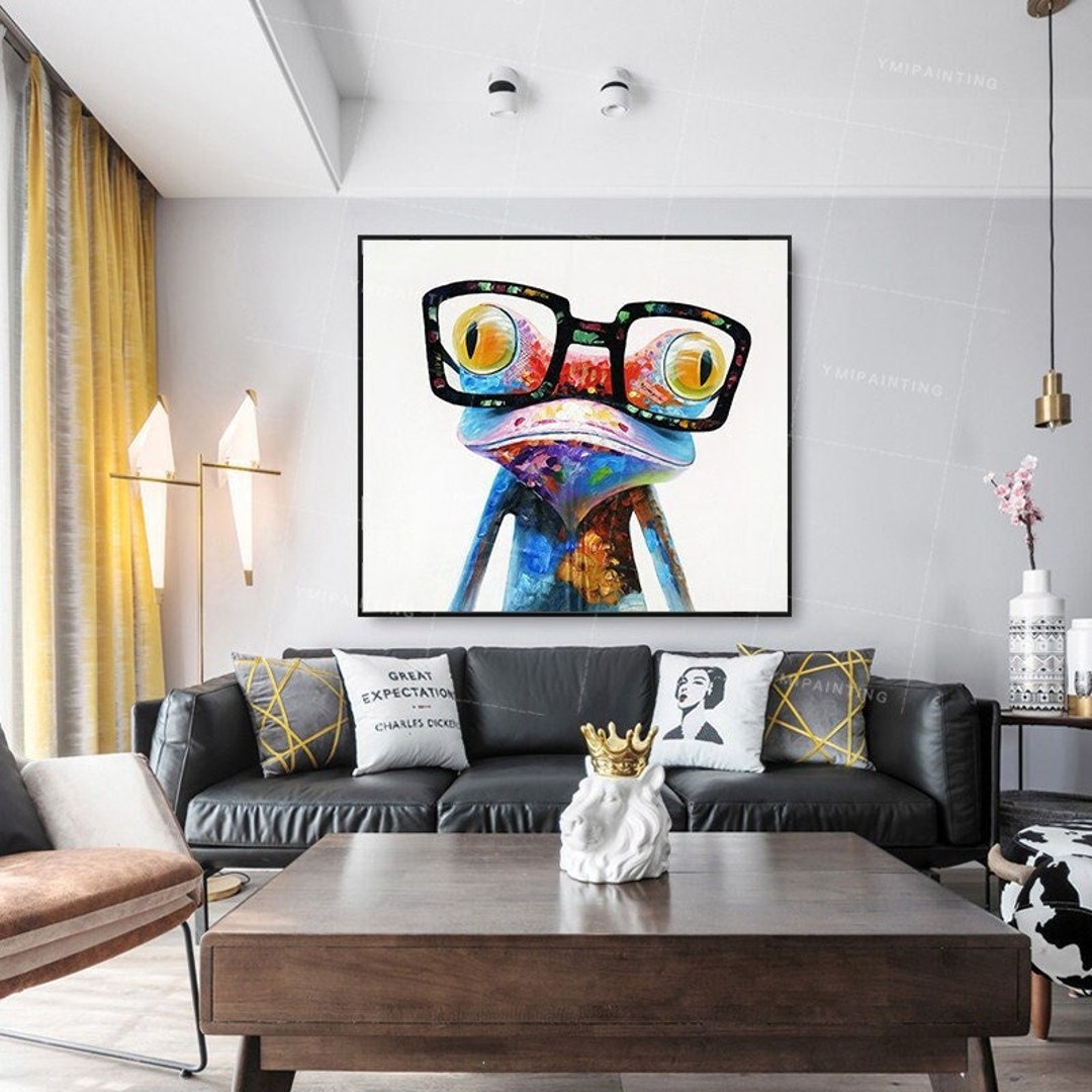 Frog Painting Pop Art Animal Painting Palette Knife Texture - Etsy