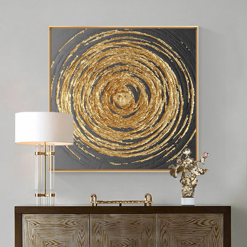 Gold Kunst Acryl Abstrakte Malerei auf Leinwand original | Etsy