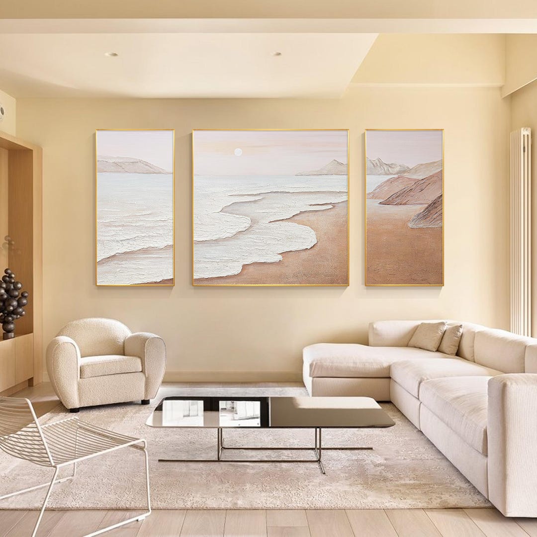 3D Beach Wall Art,brown Wall Art,wab-sabi Wall Art,beach Painting,3d ...