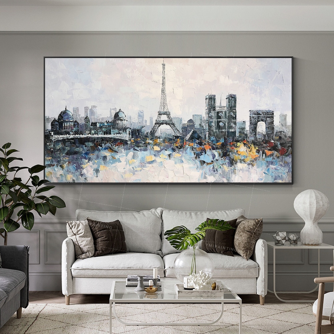 Paris Wall Art Eiffel Tower Cityscape Skyline Abstract City Art ...