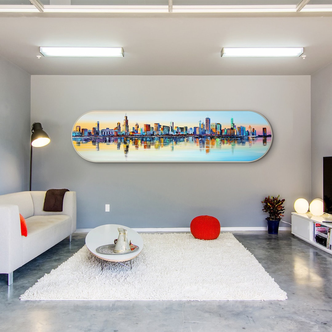 Colorful Chicago Painting Original,framed Wall Art,chicago Skyline ...