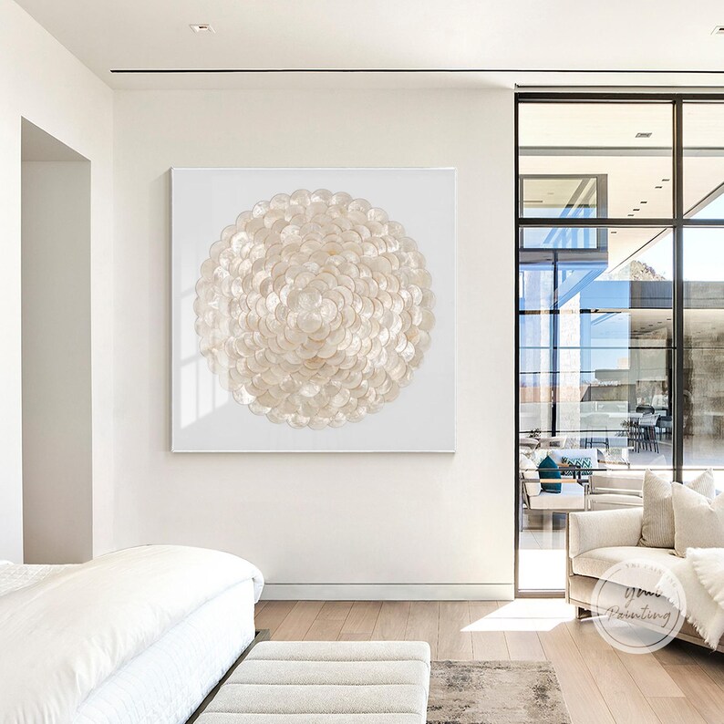 3D Capiz Shell Wall Art: White & Gold Coastal Decor,oversized Wall Art ...