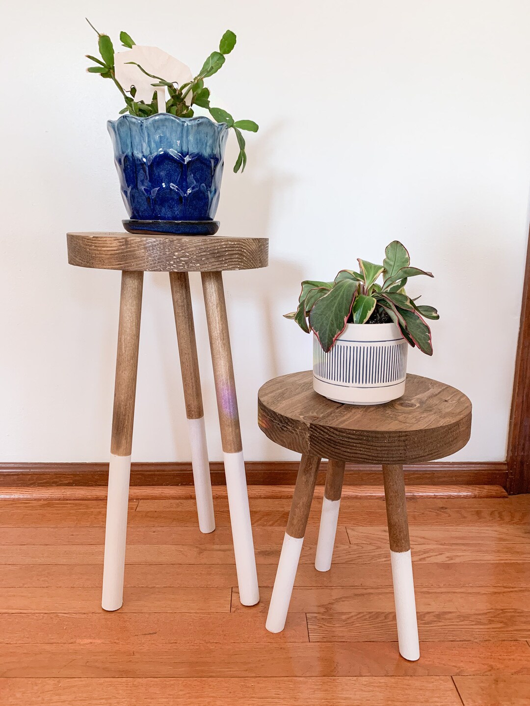 Plant Stool Stand Three Leg Stool Indoor Plant Stand Plant Riser Wood ...