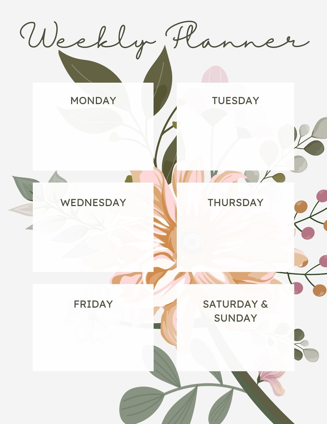 Floral Weekly Planner - Etsy