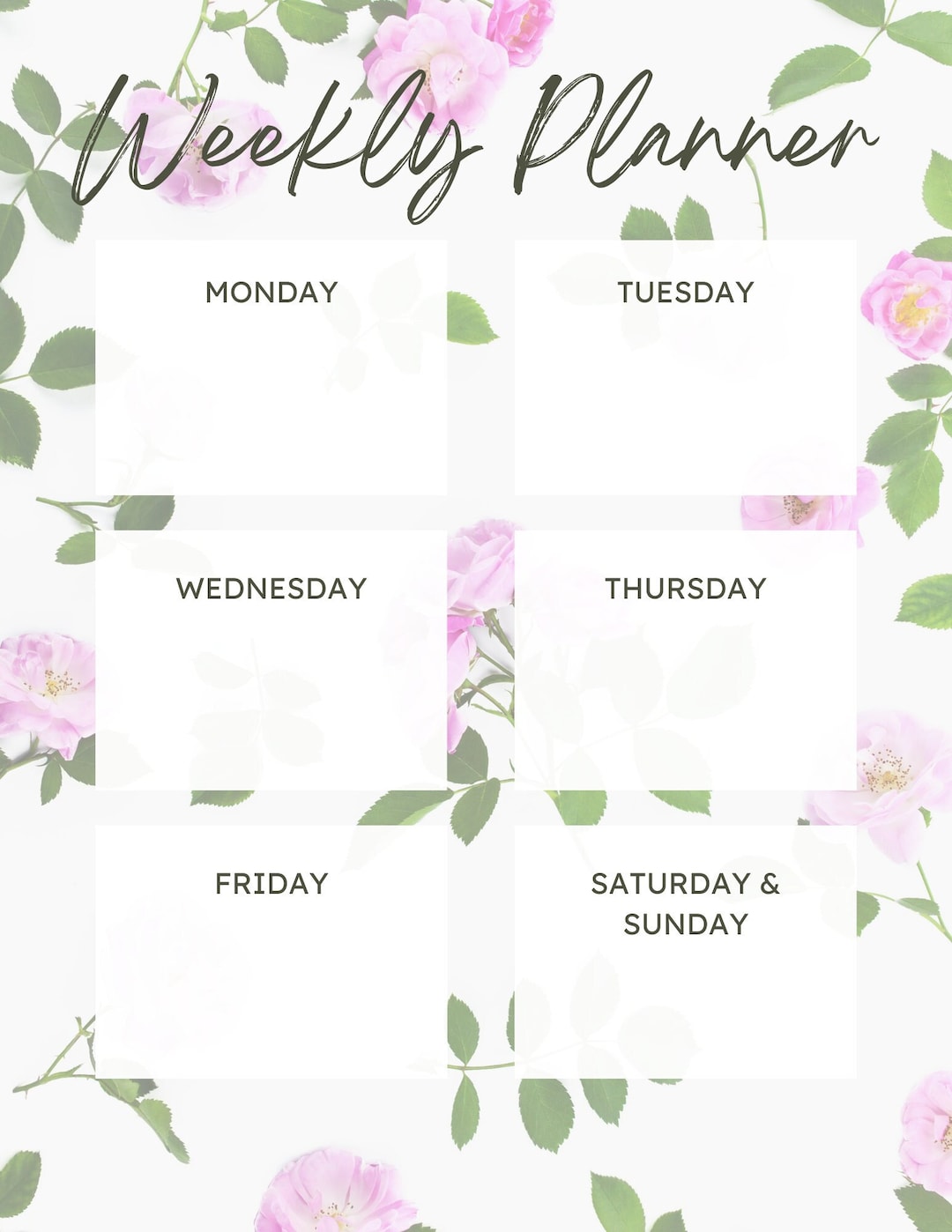 Floral Weekly Planner - Etsy