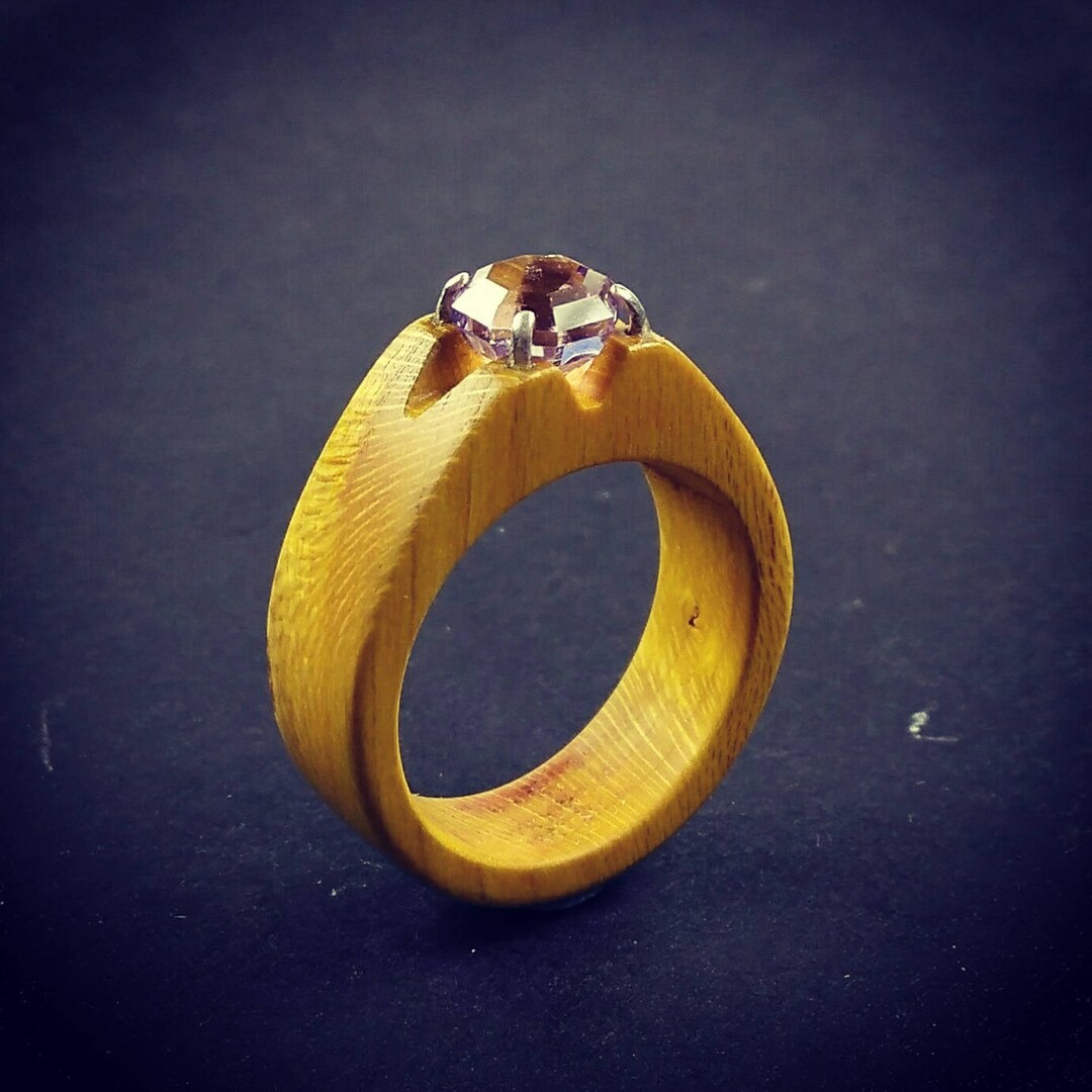 Ring for Women //wood Ring // Berberis Tree Wood Ring With an Amethyst ...