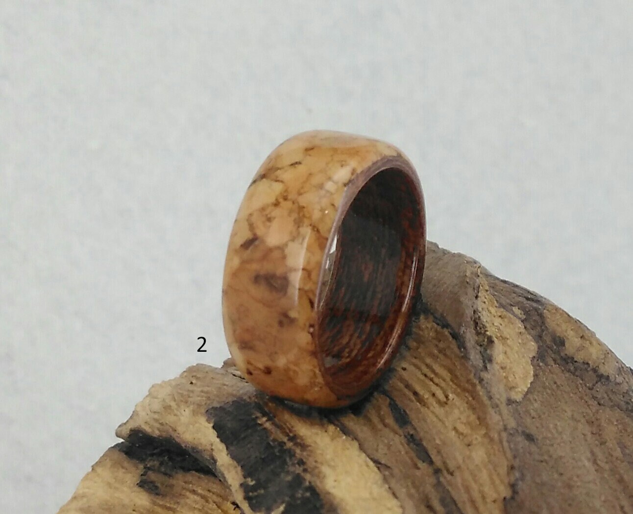 Wood Ring // Cork // Elegant Bentwood Ring Made in Two Tones | Etsy