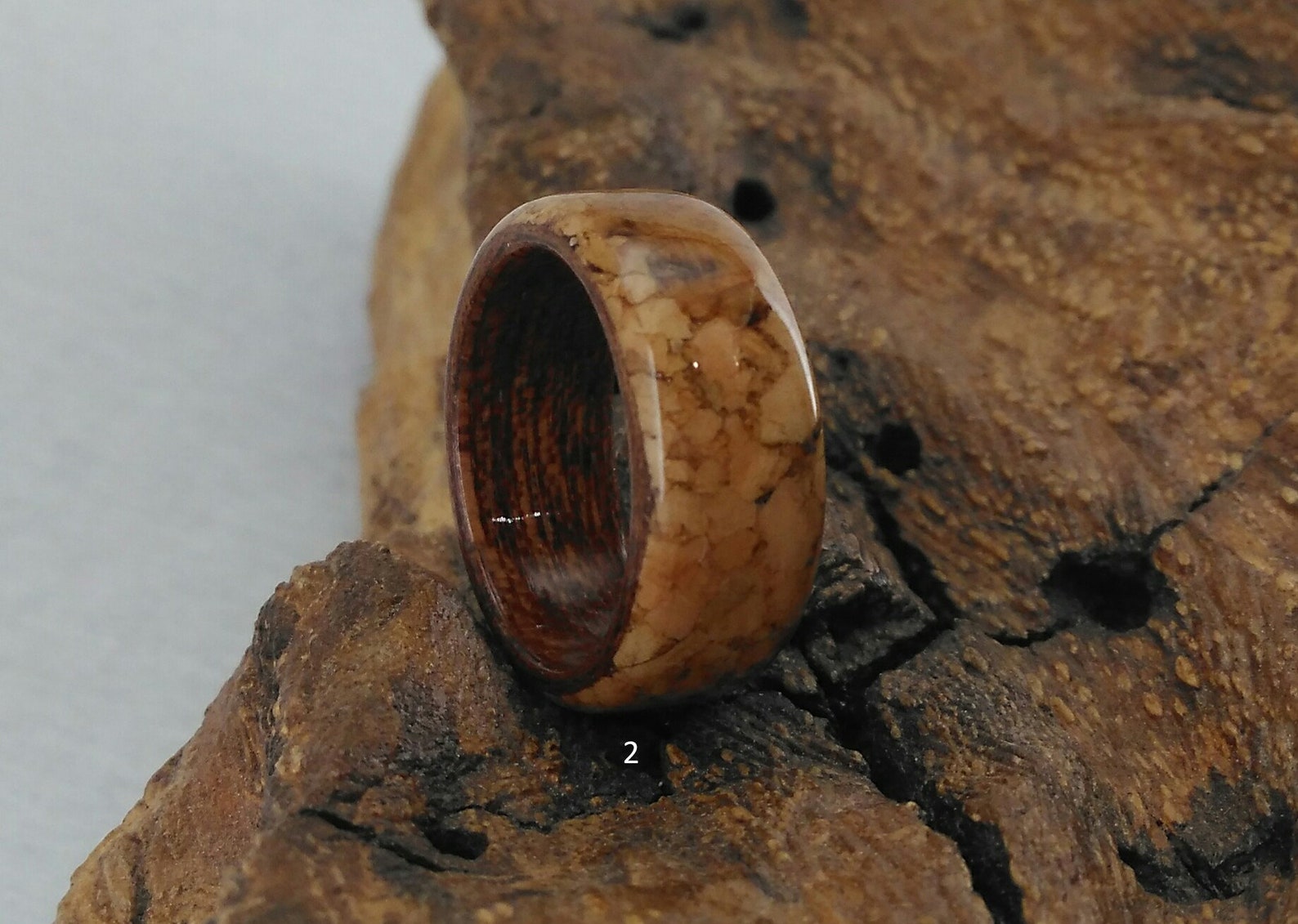 Wood Ring // Cork // Elegant Bentwood Ring Made in Two Tones | Etsy