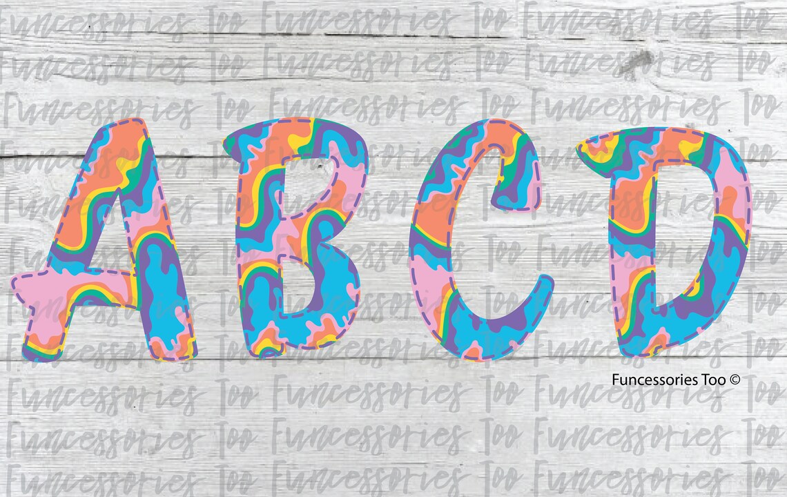 Faux Applique Graffiti Waves Alphabet Font PNG Digital Download - Etsy