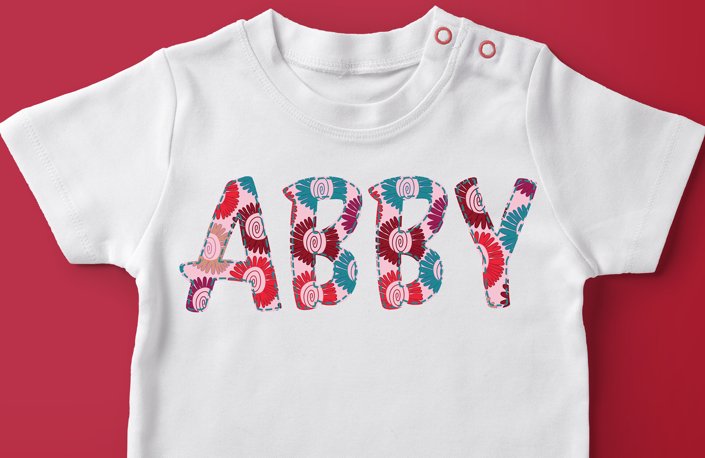 Faux Applique Flower Alphabet Font PNG Digital Download - Etsy