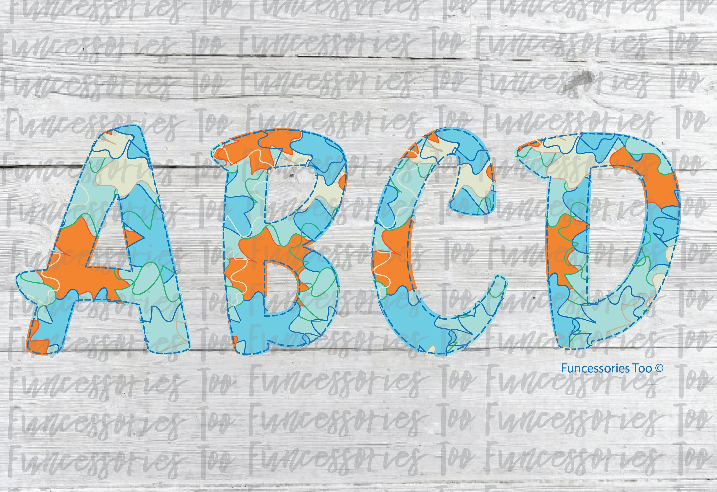 Faux Applique Flower Power Alphabet Font PNG Digital Download - Etsy