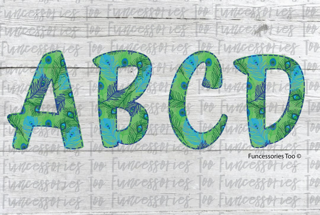 Faux Applique Peacock Alphabet Font PNG Digital Download - Etsy