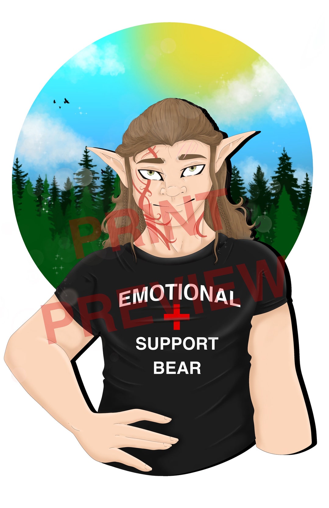 Emotional Support Bear Art Print - Etsy