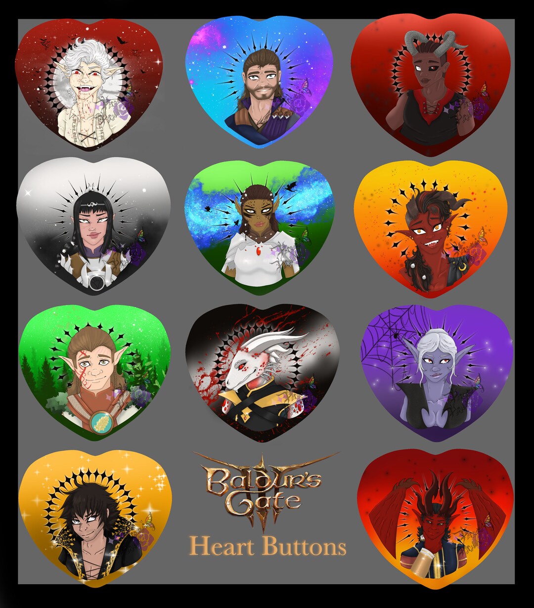 BG3 Heart Buttons - Etsy
