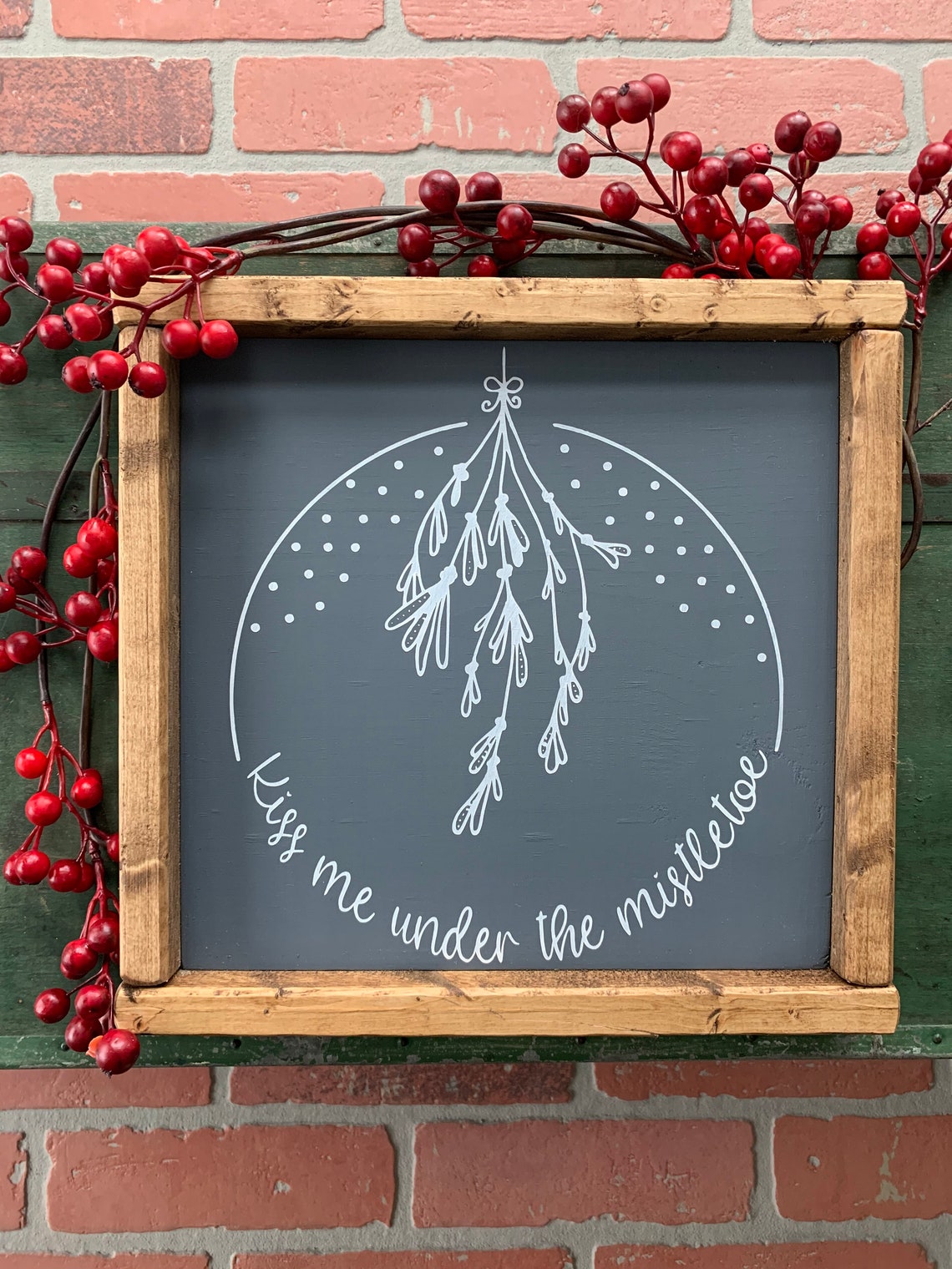 Kiss Me Under the Mistletoe Sign / Christmas Sign / Christmas Decor ...