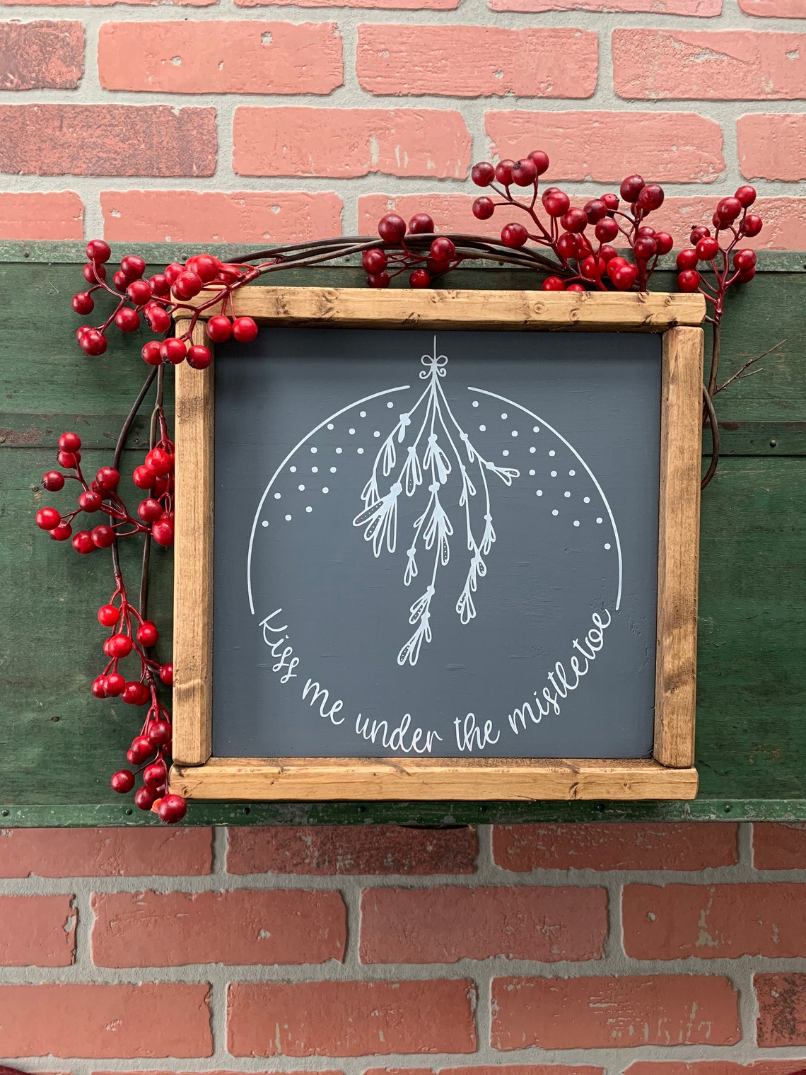 Kiss Me Under the Mistletoe Sign / Christmas Sign / Christmas Decor ...