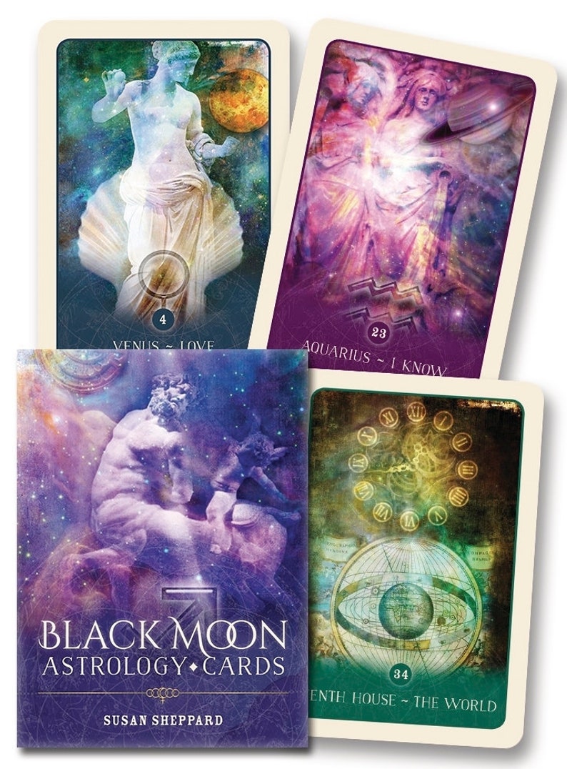 Black Moon Astrology Cards Oracle Deck And Full Size Guidebook Etsy