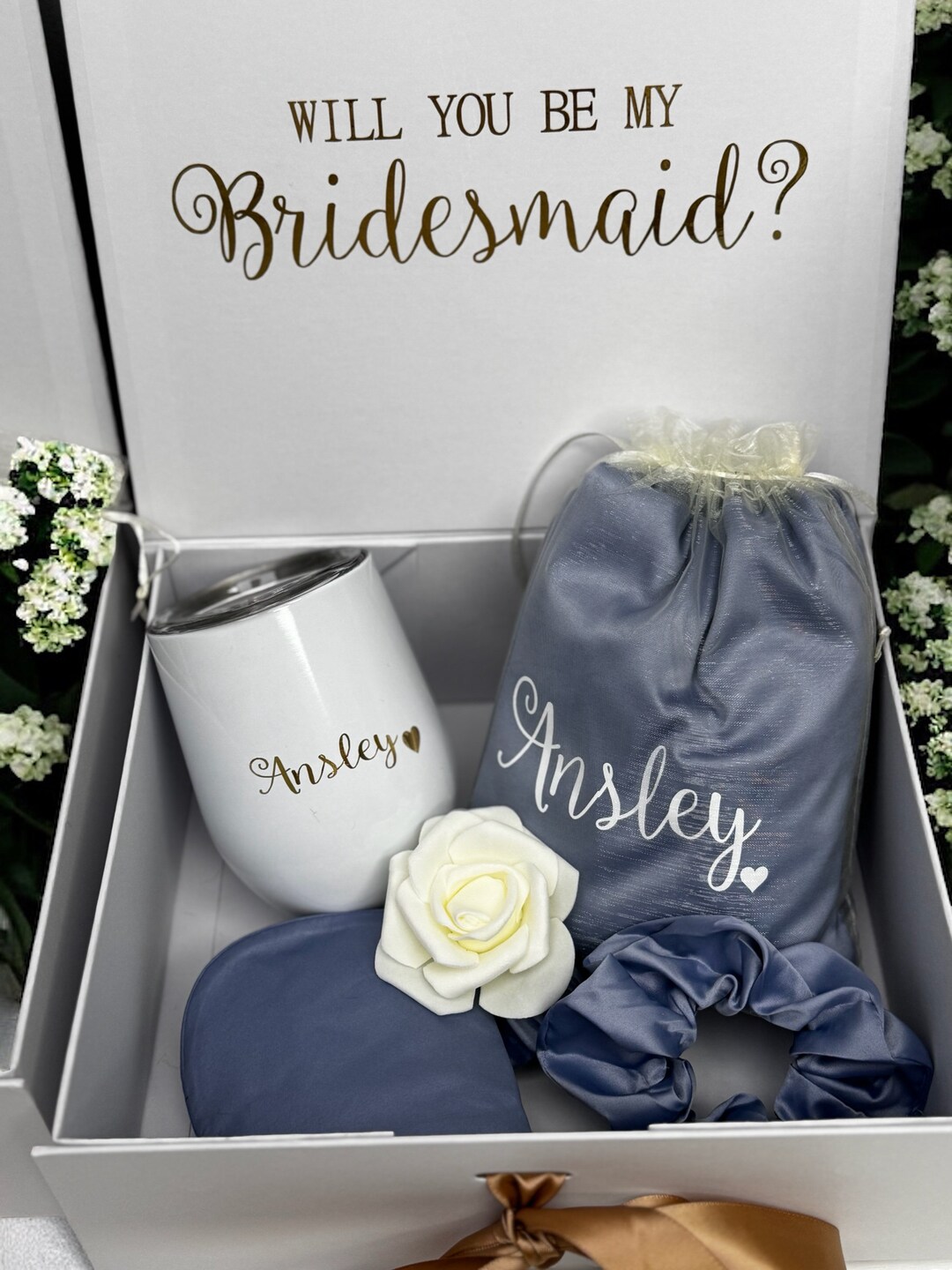 Dusty Blue Will You Be My Bridesmaid Proposal Box Set, Personalized ...