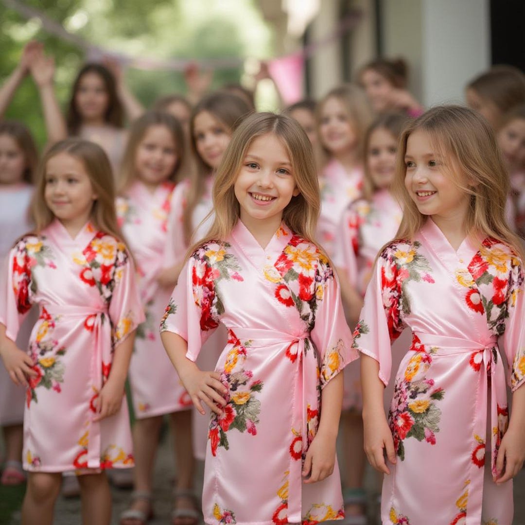 Personalized Kids Satin Robe: Spa Birthday Party, Flower Girl Gift - Etsy