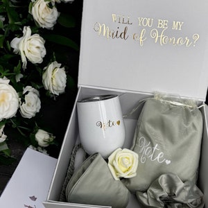 Dusty Blue Will You Be My Bridesmaid Proposal Box Set, Personalized ...