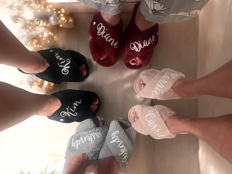 Custom Name Fluffy Slippers Personalized Cozy Footwear Unique Gift for ...