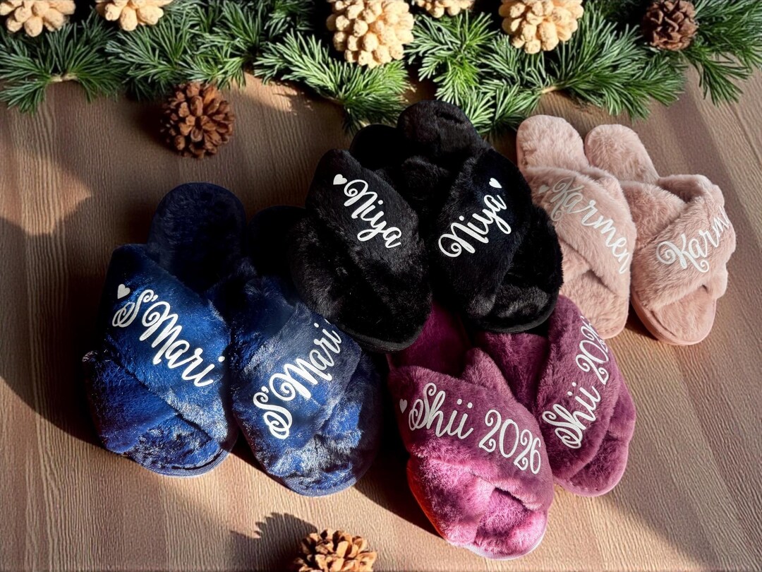 Custom Name Fluffy Slippers Personalized Cozy Footwear Unique Gift for ...