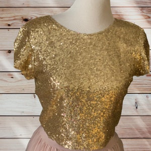 Bridesmaid Sequin Top, Gold Party Crop Top, Matching Wedding Sequined ...