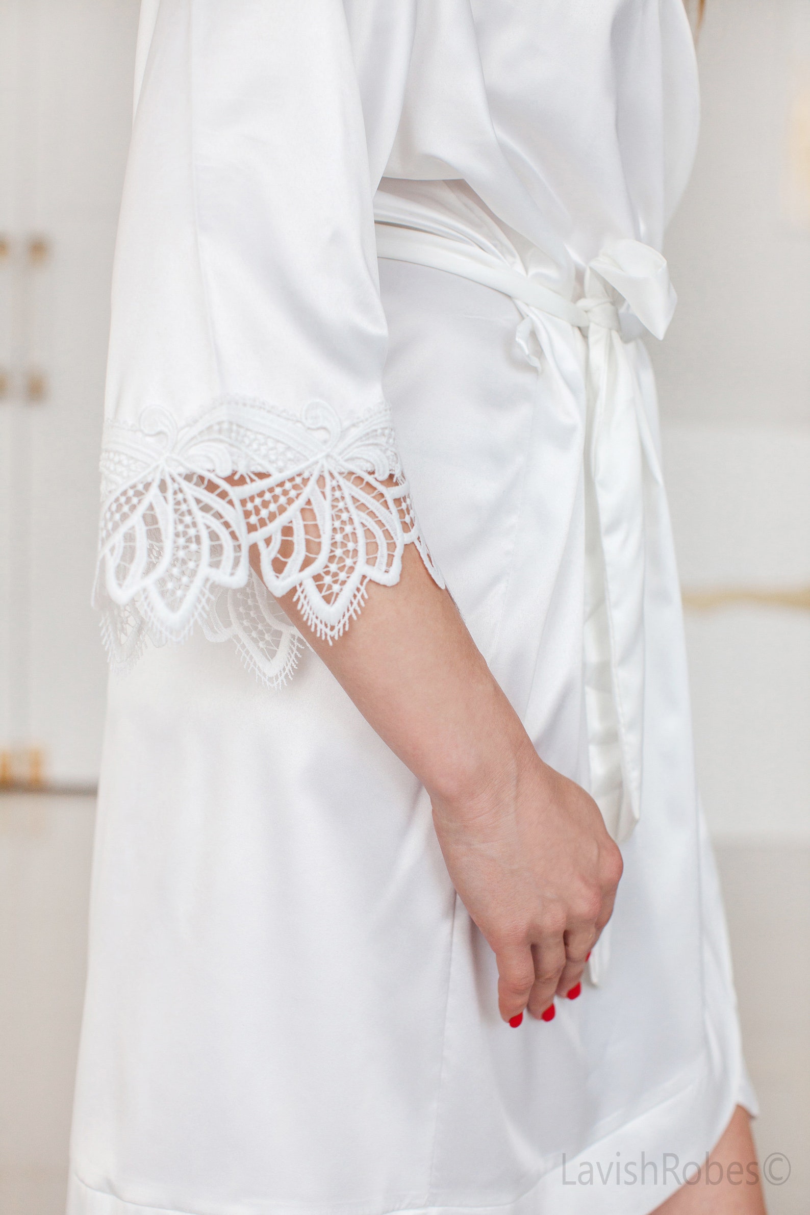 Lace Trim Bridesmaid Robes/ Bridal Robes/ Wedding | Etsy