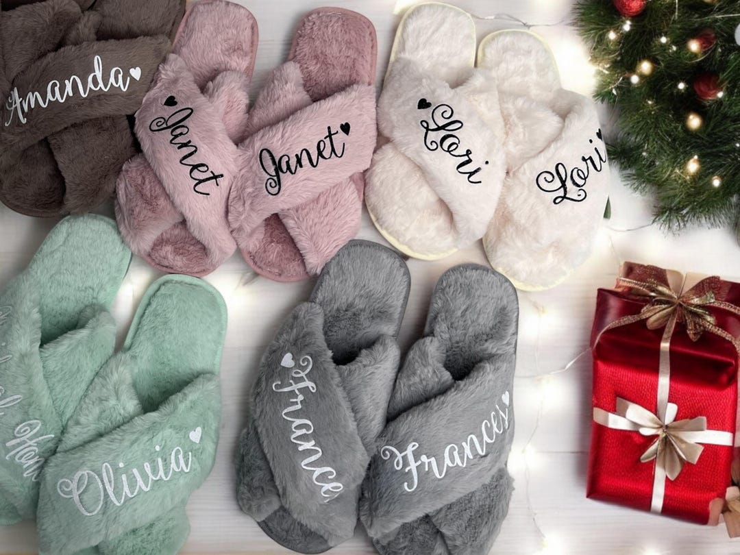 Custom Bridal Party Slippers Set Personalized Bridesmaid Slippers ...