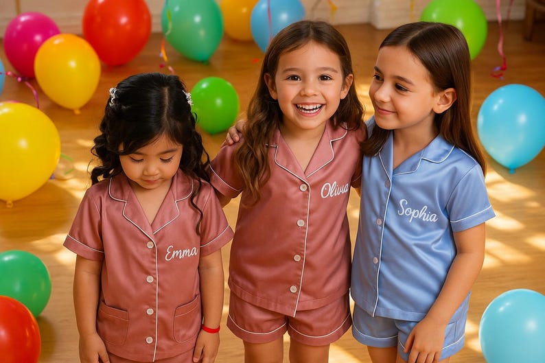 Custom Flower Girl Pajamas • Personalized Kids Satin Pajamas • Wedding ...