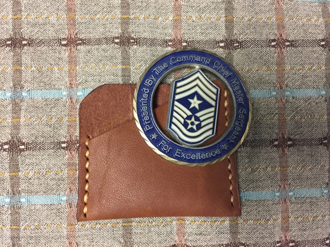 Challenge Coin Holder/sleeve - Choice of Leather and Thread Color - Etsy