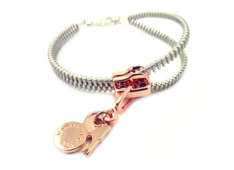 Silver & Rose Zip Bracelet, Zipper Bracelet, Actual Zip, Handmade Zip ...