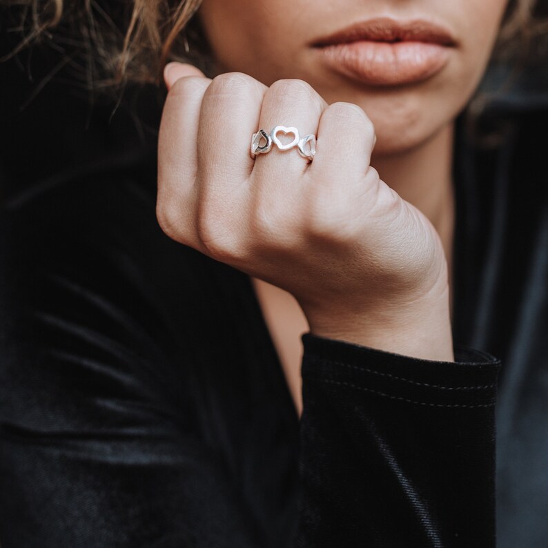 Multi Heart Ring, Sterling Silver Ring, Pinky Ring, Heart Ring, Gift ...