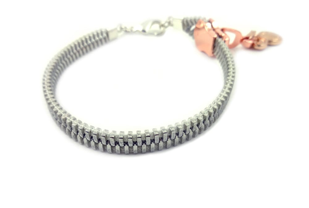 Silver & Rose Zip Bracelet, Zipper Bracelet, Actual Zip, Handmade Zip ...