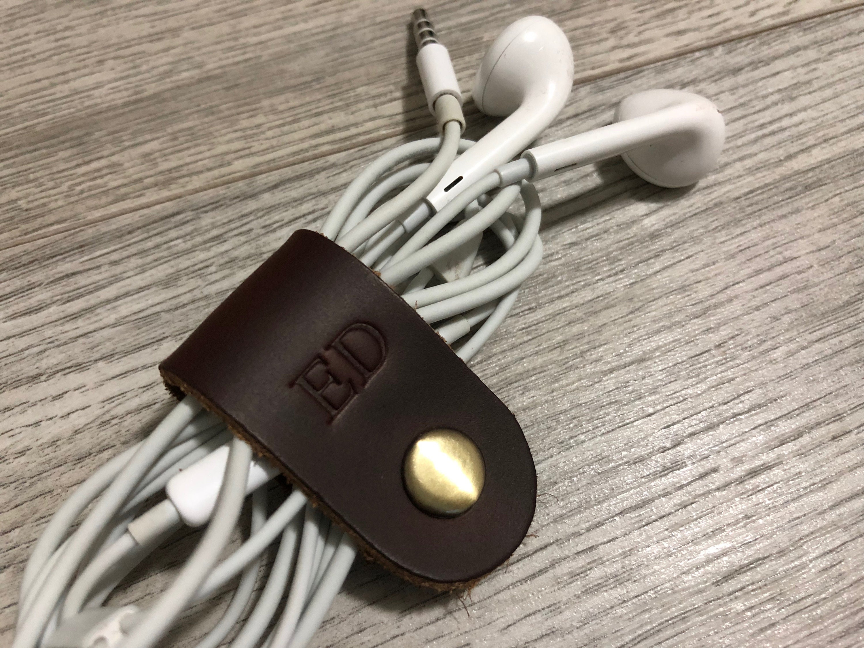 Personalized Leather Earphones Holder Leather Earphone Wire - Etsy