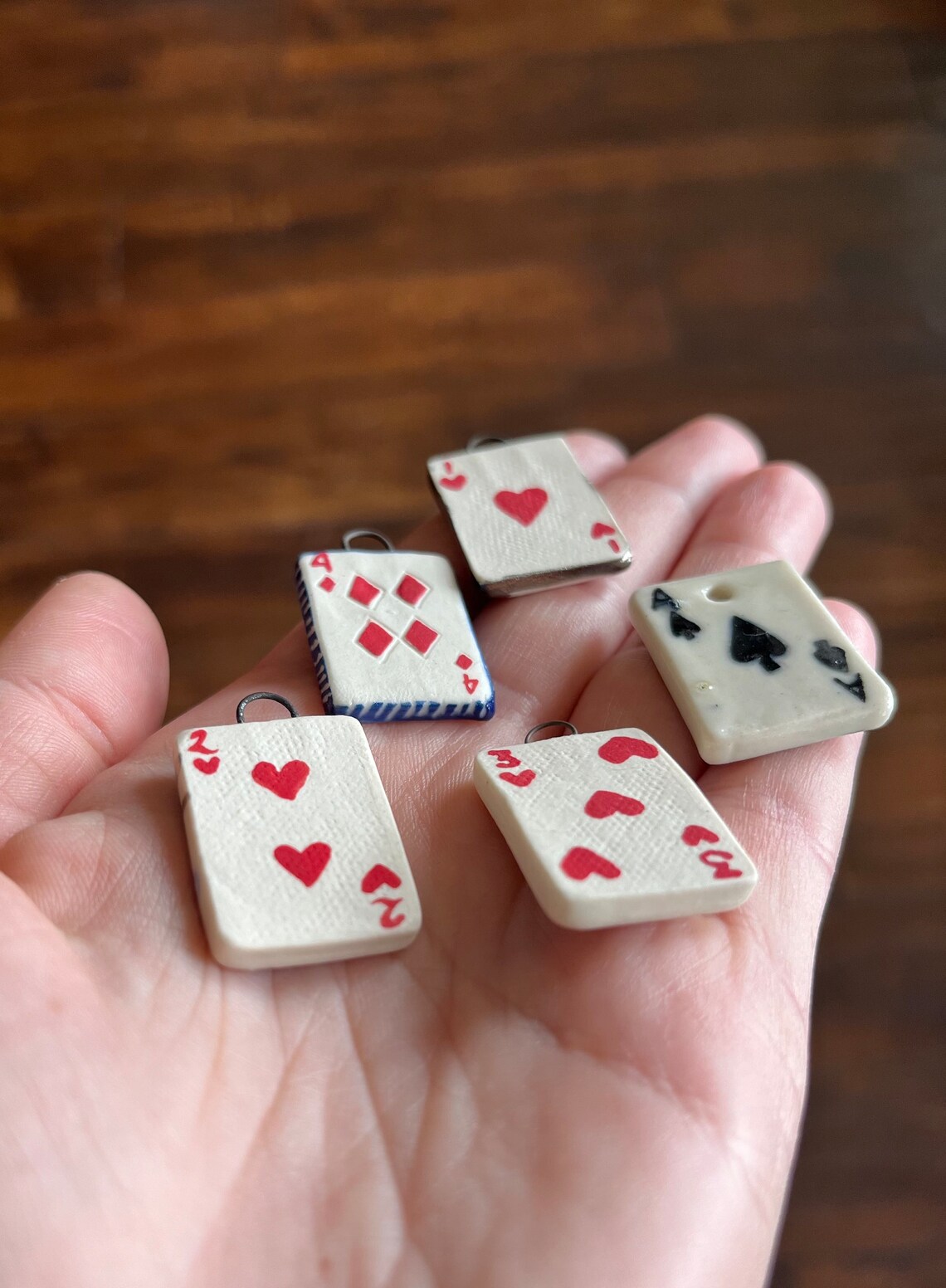 Porcelain Playing Card Charms on Velvet Neckkace - Etsy