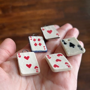 Porcelain Playing Card Charms on Velvet Neckkace - Etsy