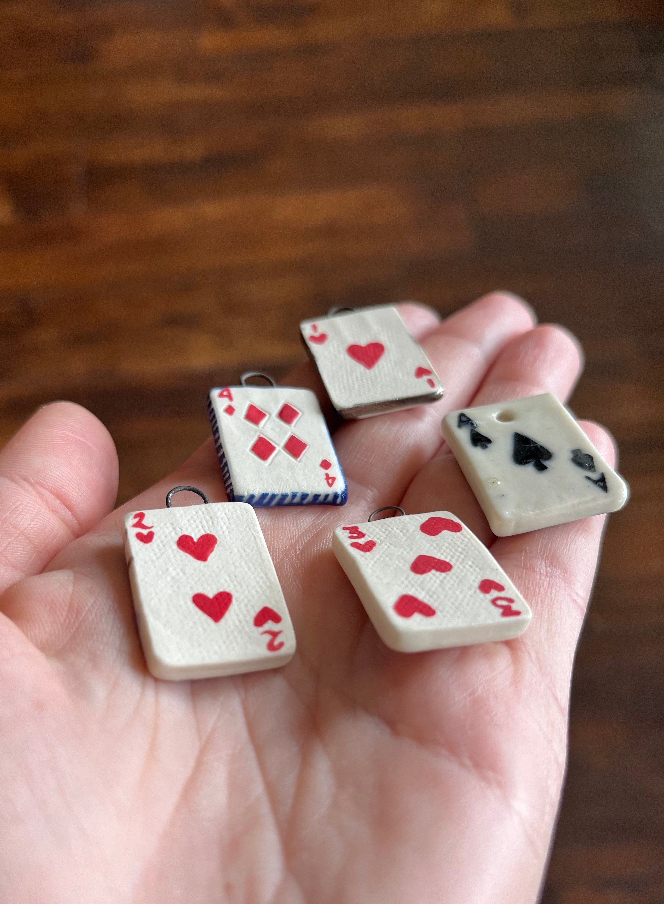 Porcelain Playing Card Charms on Velvet Neckkace - Etsy