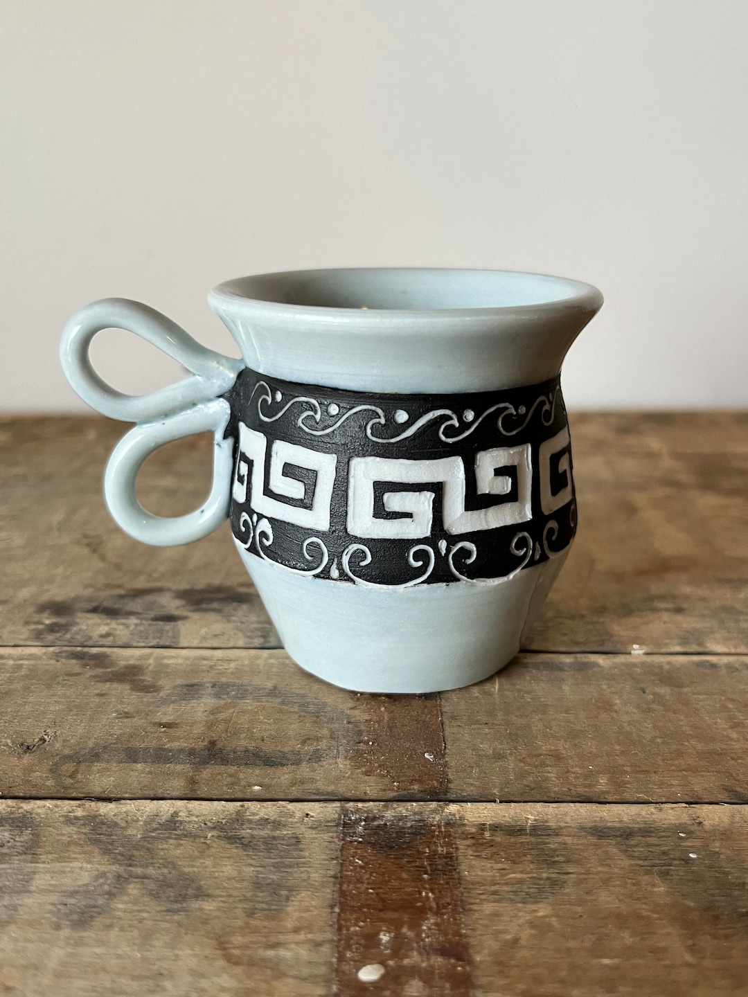 Small Porcelain Hand Carved Vase, Greek Key Design - Etsy