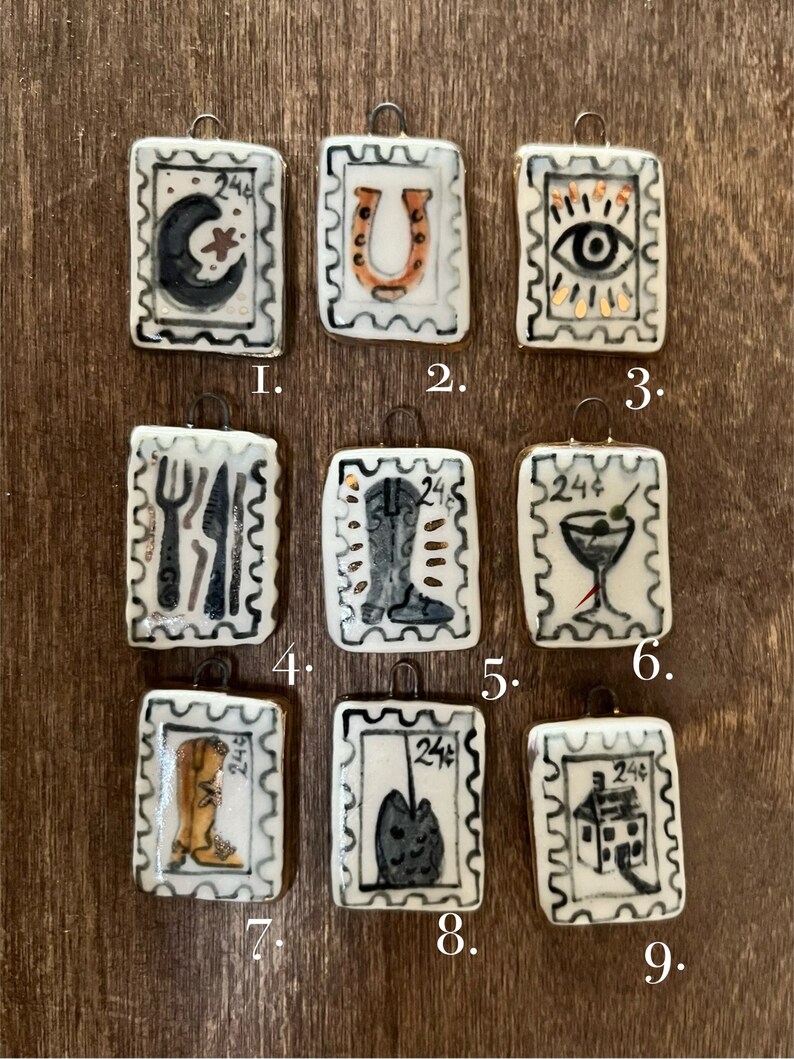 Porcelain Postage Stamp Charms - Etsy