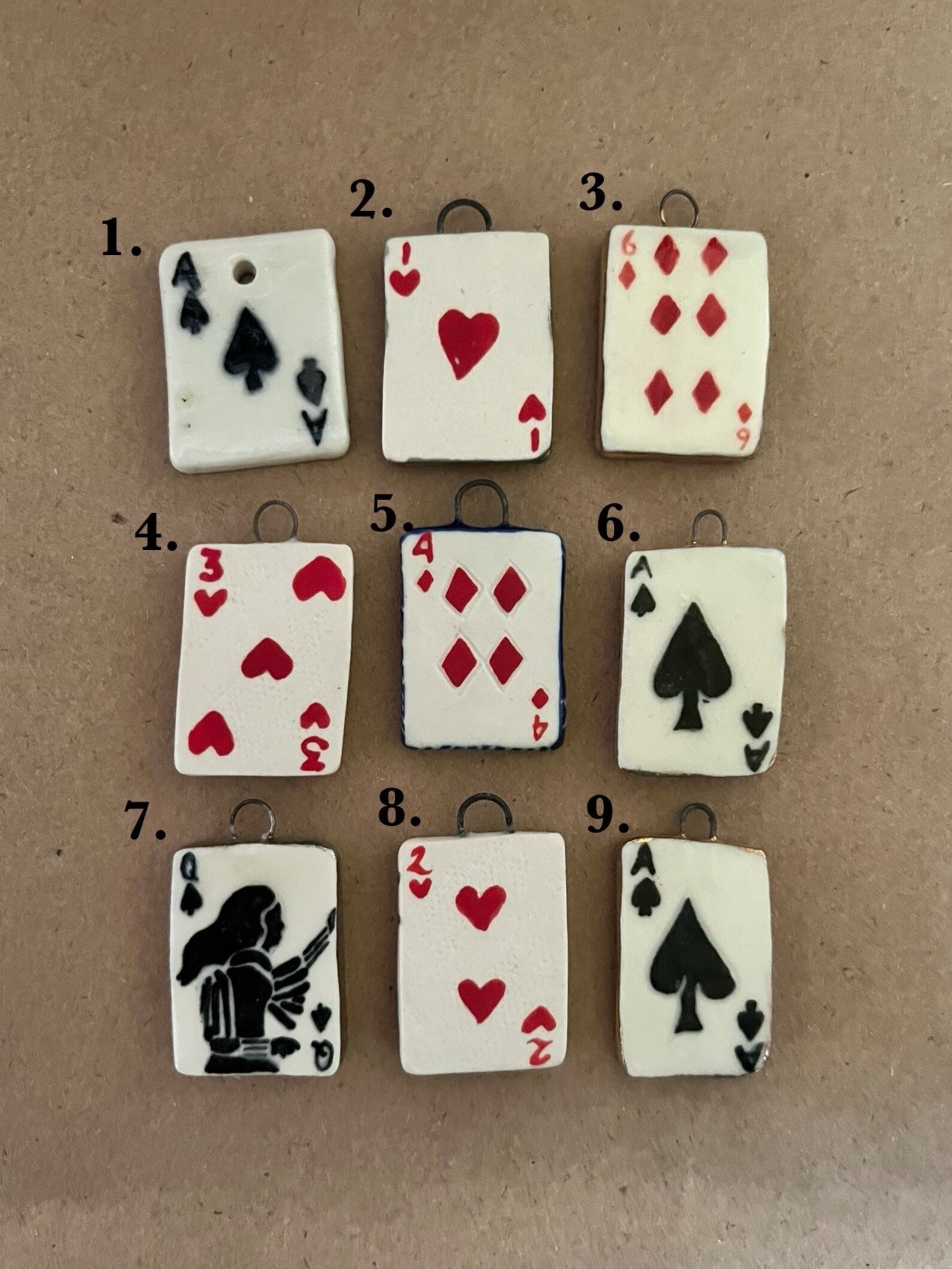 Porcelain Playing Card Charms on Velvet Neckkace - Etsy