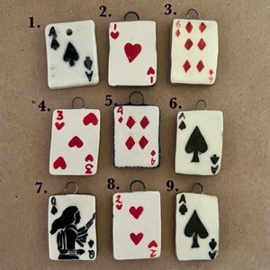 Porcelain Playing Card Charms on Velvet Neckkace - Etsy