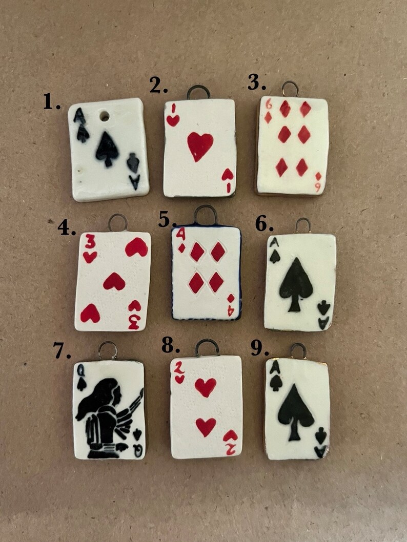 Porcelain Playing Card Charms on Velvet Neckkace - Etsy